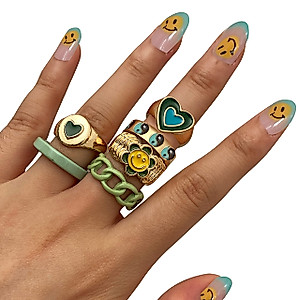 17 MILE Chunky Rings Colorful, Trendy Resin Acrylic Open Stackable Finger Knuckle Y2K Rings for Women (Color 5)