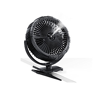 10000mAh Clip on Fan with Misting, Battery Operated Fan with Strong Clamp & Hook, 3 Timer and 2 Spray Way Rechargeable Outdoor Fan, Mister Fan Cooling for Travel Golf Cart Truck Boat Canopy Patio