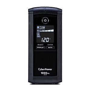 CyberPower CP1000AVRLCD Intelligent LCD UPS System, 1000VA/600W, 9 Outlets, AVR, Mini-Tower, Black