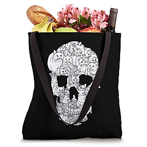 Cat Skull Halloween Funny Goth Punk Emo Graphic Gift Tote Bag