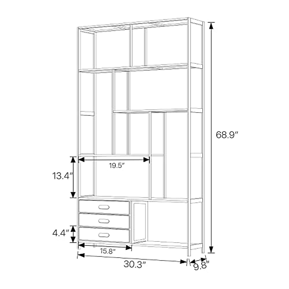 MoNiBloom 4 Tier Bookcase with 3 Drawers, Bamboo Freestanding Ventilated Display Shelf Storage Organizer Cabinet for Bedroom Living Room Office Décor, Brown