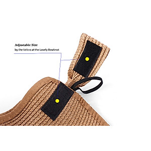 Women Sun Visors Foldable Straw Hats Summer Beach Packable Hat Floppy Wide Brim Cap Big Heads Sombrero (Black+Khaki)