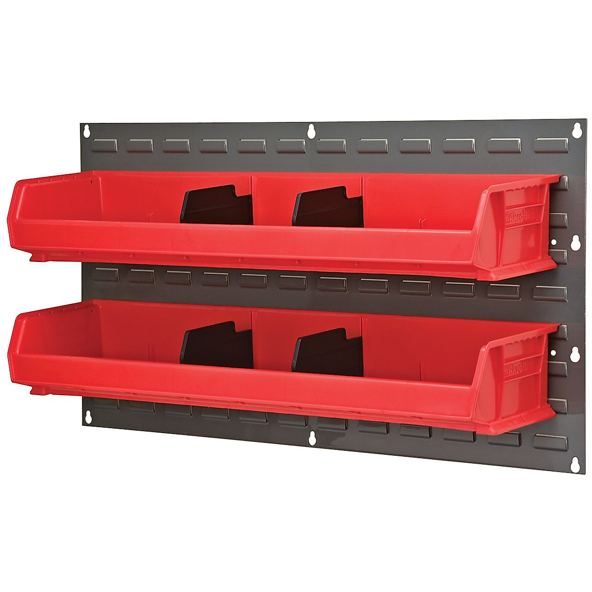 Akro-Mils 30136 Louvered Steel Wall Panel Garage Organizer, (36 x 19-Inch), Grey, (1-Pack) & 30210YEL AkroBins Plastic Storage Bin Hanging Stacking Containers, (5x 4x 3Inch), Pack of 24, Yellow