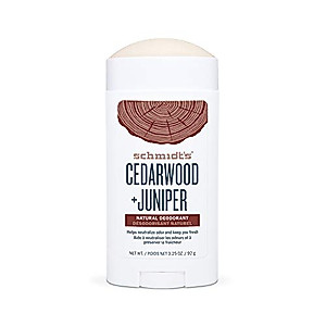 Schmidt's, Aluminum Free Natural Deodorant for Women and Men 24 Hour Odor Protection Certified Cruelty Free Vegan Deodorant oz, Cedarwood + Juniper, 3.25 Ounce