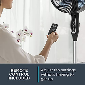 Rowenta Extreme Outdoor Fan with Remote 65 Inches Ultra Quiet Fan Oscillating, Portable, 3 Speeds, Digital Control VU4510, Black