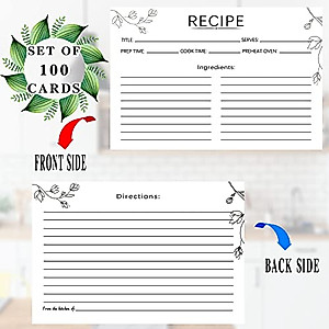 100 Count Recipe Cards, Recipe Cards 4x6 Inch White, 4x6 Recipe Cards Double Sided, Blank Recipe Cards for Bridal Showers and Wedding, Christmas Gifts