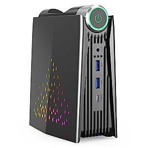 ACEMAGICIAN Mini PC, AMD Ryzen 5 5600U, 16GB DDR4 RAM, 512GB SSD, Windows 11 Pro, RGB Light, WiFi 5 Bluetooth 4.2, 3 Screens Display, HDMI, DP, Type C Port