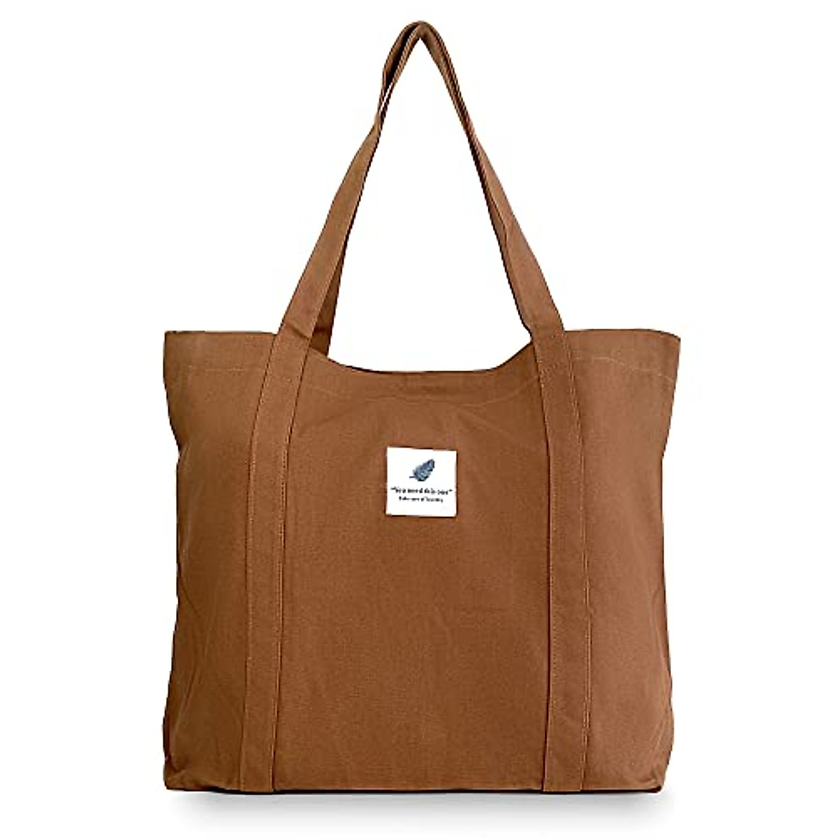 Canvas Tote Bag Aesthetic for Women, Shoulder Bag with Inner Pockets, Hobo Crossbody Handbag Casual Tote.(Coffee)