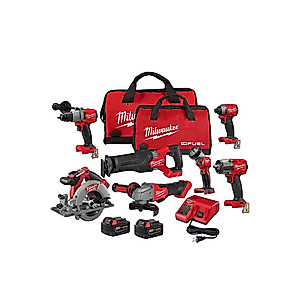 Milwaukee M18 FUEL 18-Volt Lithium-Ion Brushless Cordless Combo Kit with Two 5.0 Ah Batteries, 1 Charger, 2 Tool Bags (7-Tool)