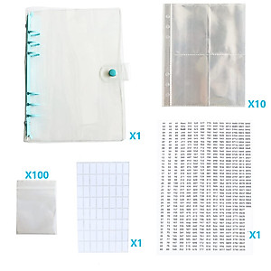 mollensiuer 1Pc Diamond-Paint Beads Storage Book Diamond-Paint Tools Kit Diamond-Paint Storage Diamond Container with Pockets, Self-Sealing Bags, Binder Pockets, Diamond-Paint Number Stickers, Blue