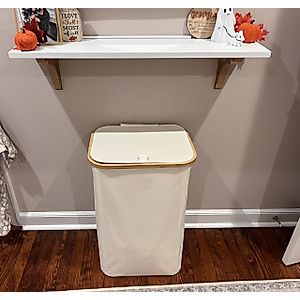 ZengRun- Double Laundry Hamper with Lid Cover - Bamboo Section Laundry Basket - Collapsible Clothes Fabric Bin - Easy and Efficient Sorting - Removable Bags - 140L - Light gray