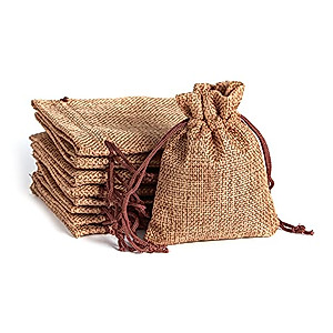 Tendwarm 20 Pcs 3x4 Inch Linen Burlap Bags with Drawstring Reusable Jewelry Pouches Craft Gift Bags for Christmas