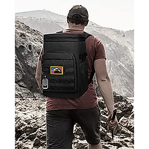 TACTICISM Backpack Cooler 38 Cans Tactical Lunch Backpack for Men Work - Molle Soft Cooler Backpack Insulated Waterproof Leak Proof - Camping Beach Kayaking Hiking Fishing Accessories - Black