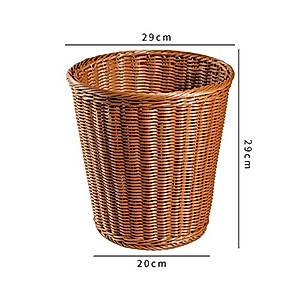 VICASKY Round Wicker Rattan Waste Basket Trash Can Garbage Container Bin for Bathrooms Kitchens Home Offices 39x39cm Light Brown