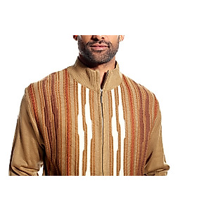 STACY ADAMS Men's Full Zippered Winter Sweaters (4XL, A-Tan)