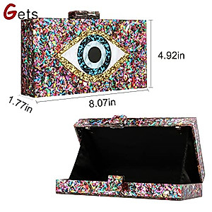 Gets Acrylic Clutch Purses for Women Evening Bag Eyes Multicolor Perspex Box Clutch Glitter Purse Handbags Crossbody Bag (a Multicolor)