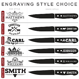 The Wedding Party Store Personalized Steak Knives Gift Set of 4, 6, 8 with Oak Wood Handles (Set of 8)