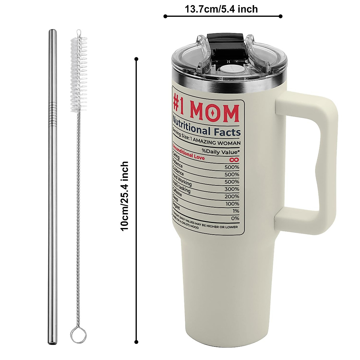 FROOBLEQUIRK Best 40oz Tumbler for Mom - Mother's Day Gift, No.1 Mom Cup, Birthday Present from Daughter or Son