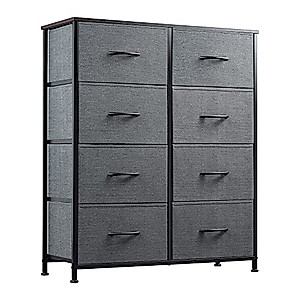 WLIVE Dresser with 8 Drawers, Fabric Dresser for Bedroom, Hallway, Nursery, Entryway, Closets, Sturdy Metal Frame, Wood Tabletop, Easy Pull Handle, Charcoal Gray