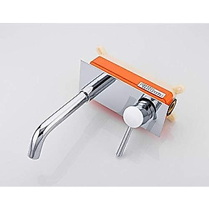 TECKI Kitchen Taps Bathroom Wall Mounted Basin Faucet Square Chrome Brass Mixer Sink Tap Single Handle Bathtub Faucets