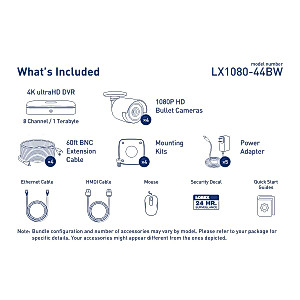 Lorex 4K 8 Channel 2TB DVR with 4 1080P Outdoor Cameras