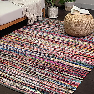 Chardin home - Eco Friendly 100% Recycled Cotton Colorful Chindi Area Rug – 5’x7’, Multi