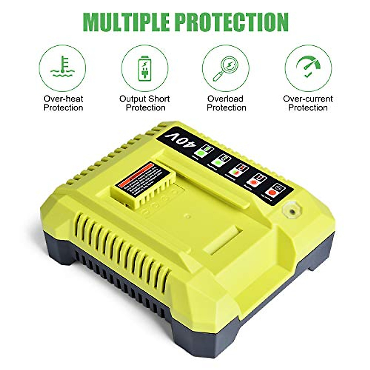 KUNLUN OP401 40-Volt Lithium-Ion Battery Charger for Ryobi 40V OP4050A OP4026 OP40601 OP4040 OP4030 OP4015 OP40201 Li-ion Battery