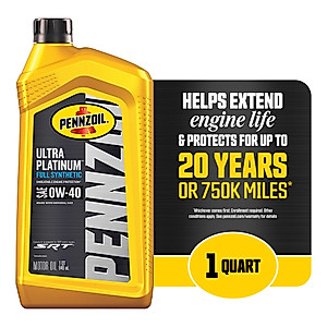 Pennzoil Ultra Platinum Full Synthetic 0W-40 Motor Oil, 1 Quart (6 Pack)