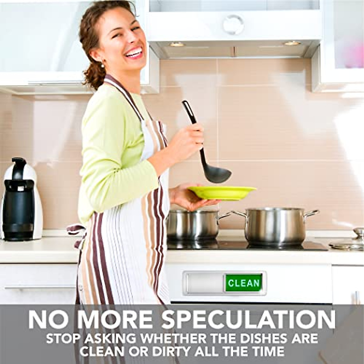 Dishwasher Magnet, Clean Dirty Sign Indicator for Dishwasher Non-Scratch Easy to Read and Strong Slide for Changing Signs, Sleek and Convenient Design, Heavy Duty Magnet with Optional Stickers