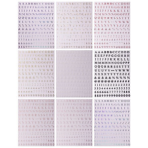 JMEOWIO 9 Sheets Number Letter Nail Art Stickers Decals Self-Adhesive Pegatinas Uñas Colorful Nail Supplies Nail Art Design Decoration Accessories