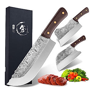 Vegetable and Meat Cleaver knife Full Tang Butcher Knife Kitchen Knife Set Chef Knife Pack