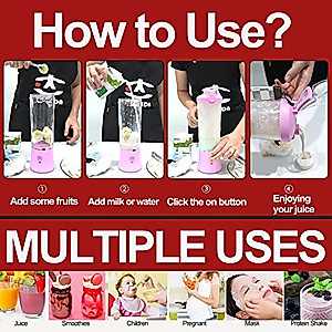 20oz Portable Blender Large Capacity Travel Juice Cup,Smoothies and Shakes Blender, Baby Food Crush Ice Frozen Mixing with 6 Blades 4000mAh Rechargeable Battery,for Home, Travel, Office (Light Blue)