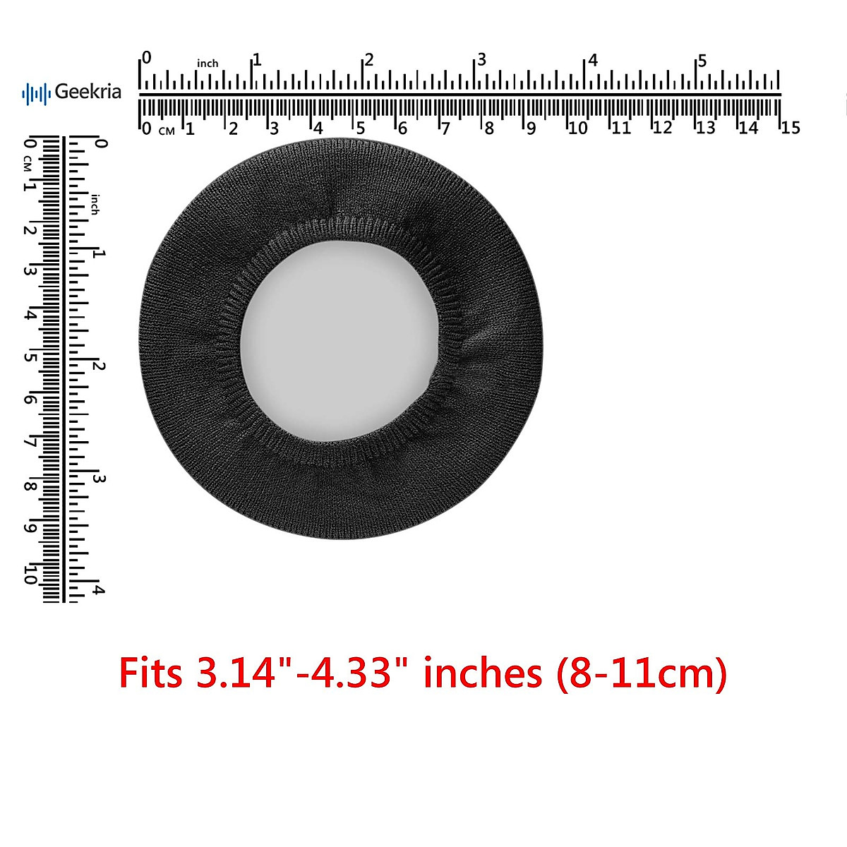 Geekria 2 Pairs Knit Headphones Ear Covers, Washable &amp; Stretchable Sanitary Earcup Protectors for Over-Ear Headset Ear Pads, Sweat Cover for Warm &amp; Comfort (Size M/Black)