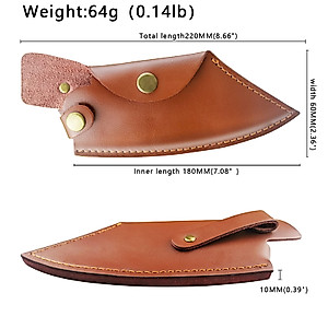 Kitory Leather Knife Sheath 7 inch Meat Cleaver Knife Practical Soft Leather Sheath with Belt Loop Good for Outdoor Protect Fixed Blade & Carry Out, 2023 Gifts For Women and Men