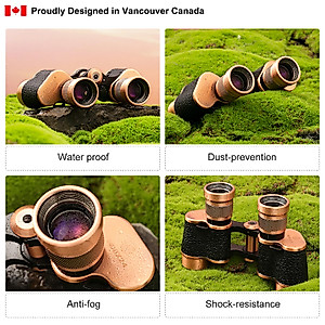 Fetch Falcon Full Metal Body FMC BAK4 HD 8x24 Binoculars(Third Generation High-Powered, Water-resistance, and Portable) Ideal for Camping, Hunting, Tourism, and Mountain Climbing (Rose Bronze)