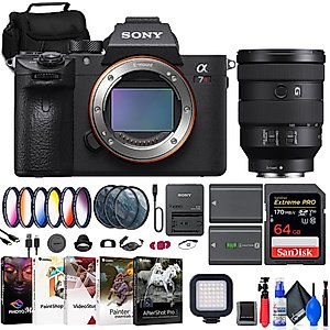 Sony a7R IIIA Mirrorless Camera (ILCE7RM3A/B) + Sony FE 24-105mm Lens + 64GB Card + Filter Kit + Color Filter Kit + Lens Hood + Bag + NP-FZ100 Compatible Battery + Card Reader + More (Renewed)