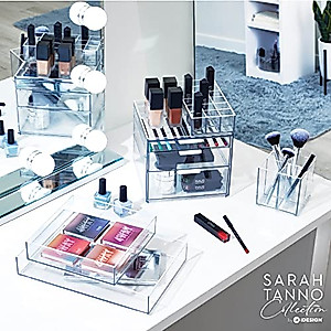 iDesign The Sarah Tanno Collection Plastic Cosmetic Drawer Organizer, 8" x 8" x 2", Clear