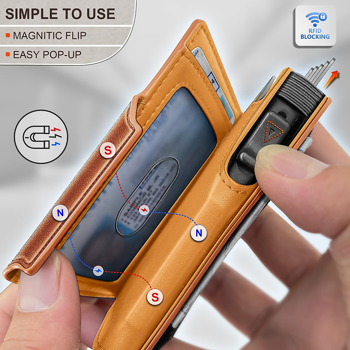 KEMISANT Airtag Wallet Men Gift,Mens Slim Front Pocket Wallet Money Clip Standard or Apple Airtag Use 3.8"×2.8"×0.9"