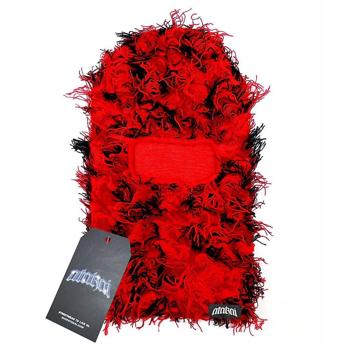 Atakai Balaclava Distressed Knitted Full Face Ski Mask Winter Windproof Neck Warmer for Men Women One Size Fits All, Yeat Inspired (Red Storm)