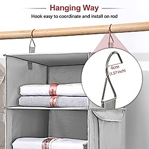 Vailando 6-Shelf Hanging Closet Organizer, 2 Separable 3-Shelf Hanging Shelves with 3 Drawers for Wardrobe, Nursery, Baby Clothes Organization and Storage