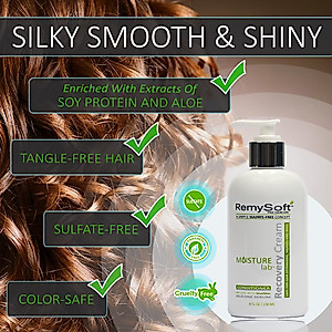 RemySoft Moisturelab Hydrating Cleanser & Recovery Cream Duo - Safe for Hair Extensions, Weaves and Wigs - Salon Formula Shampoo and Conditioner Combo - Gentle Sulfate-free Lather