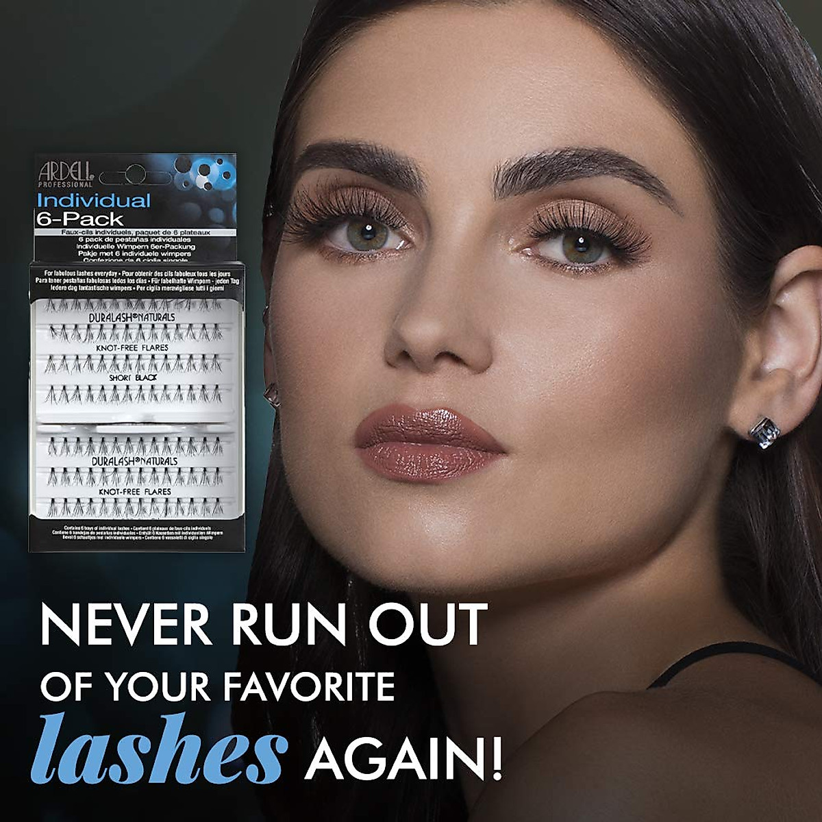 Ardell False Eyelashes Knot-Free Individuals Short Black, 6-Pack (contains 6 packs of lash trays with 56 Individual Lashes each)