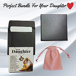 Daughter Gifts From Dad Father Daughter Necklace Birthday Graduation Christmas Jewelry For My Daughter with Message Card and Gift Box (Standard Box, Lion Crown)