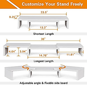 SUPERJARE L Shaped Desk with Power Outlets and Dual Monitor Stand Riser