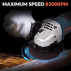 S-LONG Cordless Angle Grinder with 4.0AH Batterie, 20V Power Angle Grinder Tools with Fast Charger, 9000 RPM Brushless Motor Metal Grinder, 4-1/2'' Cutting Wheels, Flap Disc for Cutting