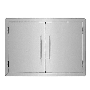 AdirHome Stainless Steel Grill Double Access Single-Face Door - Easy Install Heavy Duty Stainless Steel Rust Resistant Access Door with Chromium Plated Handle (30 Inch)