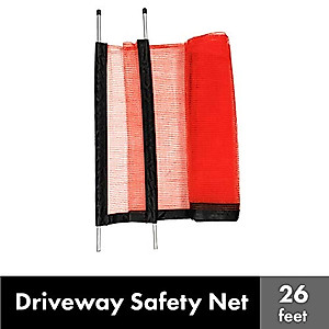 Play It Safe Driveway Net, Orange – Removable Safety Netting, Fits Driveways up to 25’ Wide, Kid Safe Barrier Net with Bright Orange Color for High Visibility, RPDN26