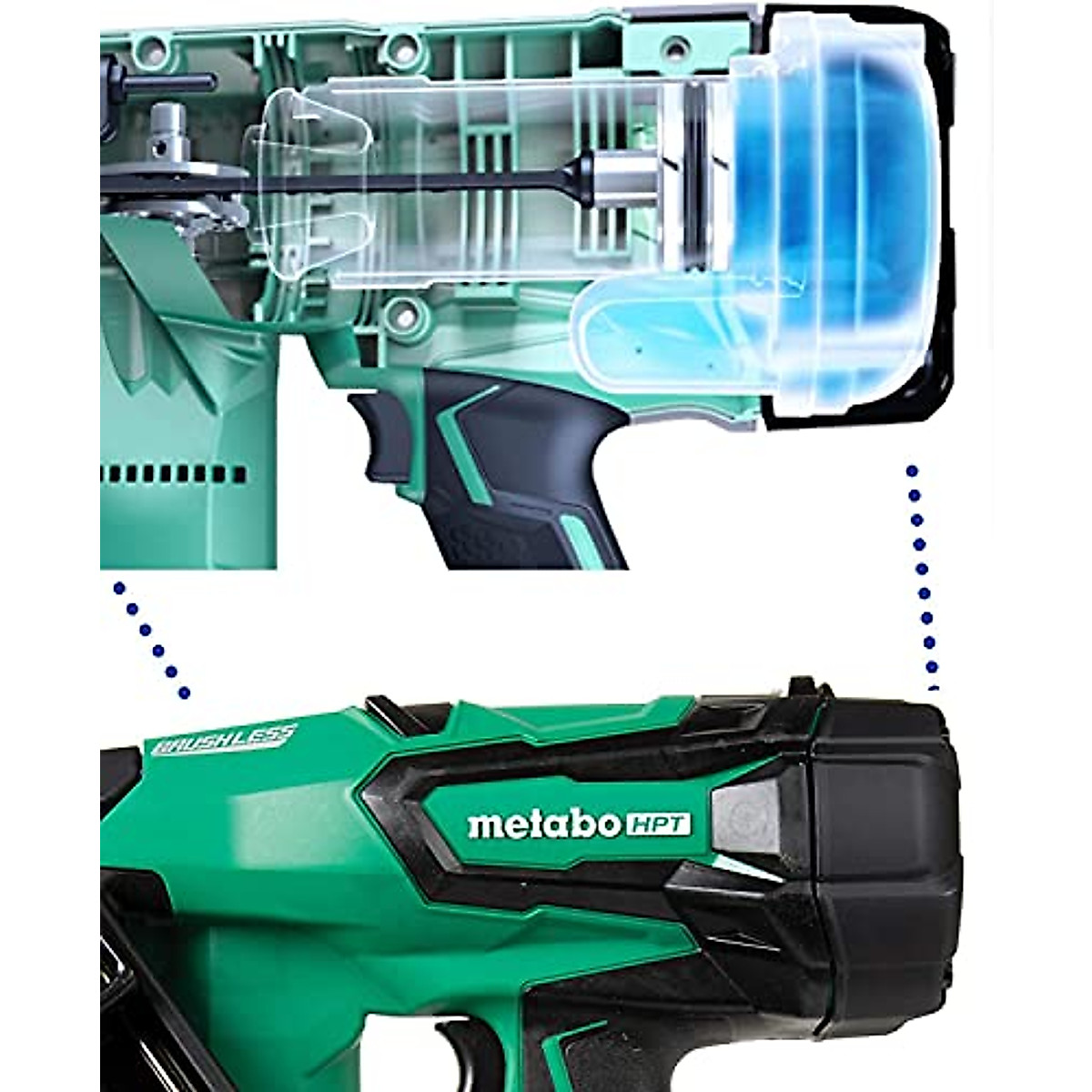 Metabo HPT 18V MultiVolt™ Cordless Angled Finish Nailer Kit | Accepts Nails 1-1/4-Inch up to 2-1/2-Inch | 15 Gauge | Lifetime Tool Warranty | NT1865DMAS
