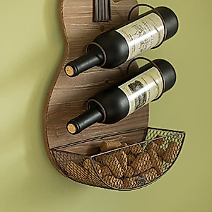 Vintiquewise Black Metal Guitar Shaped Wine Rack Holder for Living Room, Dining, or Entryway