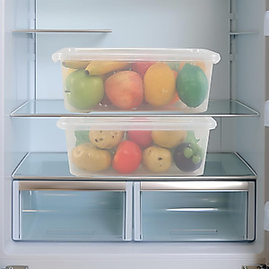 Nesmilers 6.5 Quarts Clear Latching Box, Plastic Storage Containers with Lids Set of 4